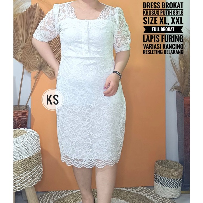 Jual DRESS BROKAT PUTIH/DRESS WANITA/MIDI DRESS/kasihstore_ks | Shopee ...