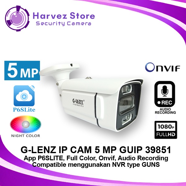 Jual GLENZ IP CAMERA 5MP INDOOR - OUTDOOR - GUIP 39850- 39851 | NIGHT COLOR TECH | Shopee Indonesia