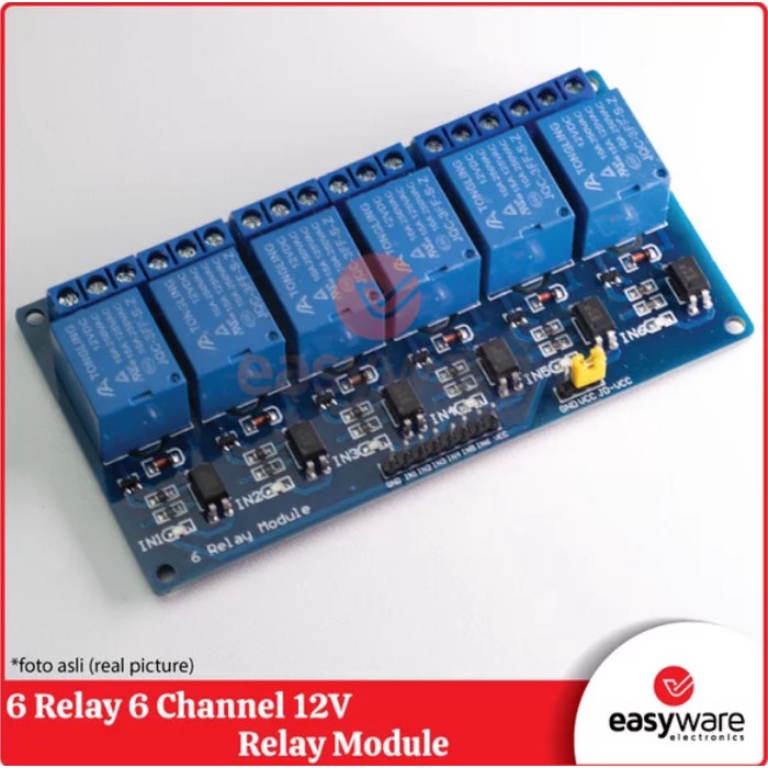 Jual Relay module 6 channel 6 relay module low trigger 5V 12V DC SASLUN ...