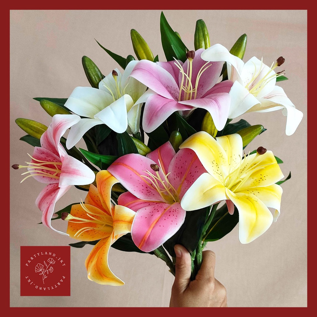 Jual Real Touch Lily Flower Bunga Lily Imitasi Latex Artificial ...
