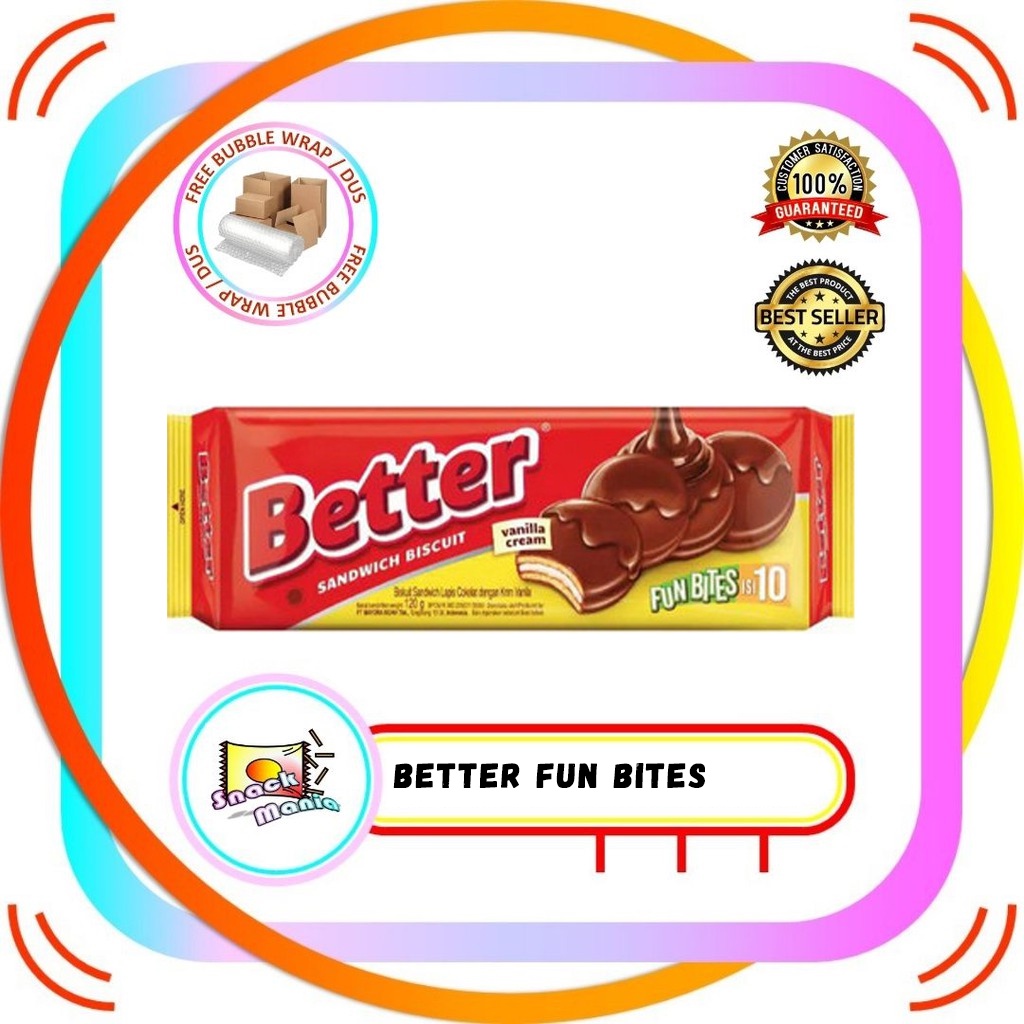 Jual Better Sandwich Biscuit Vanilla Cream Full Bites 120 gr Coklat ...