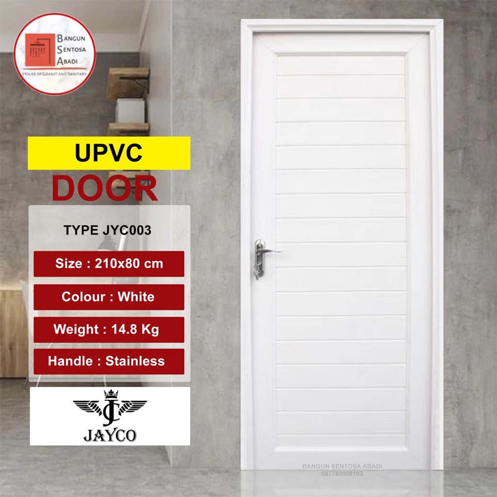 Jual PINTU UPVC KAMAR MANDI 210x80 KOMPLIT KUSEN KUNCI PINTU WC U-PVC ...