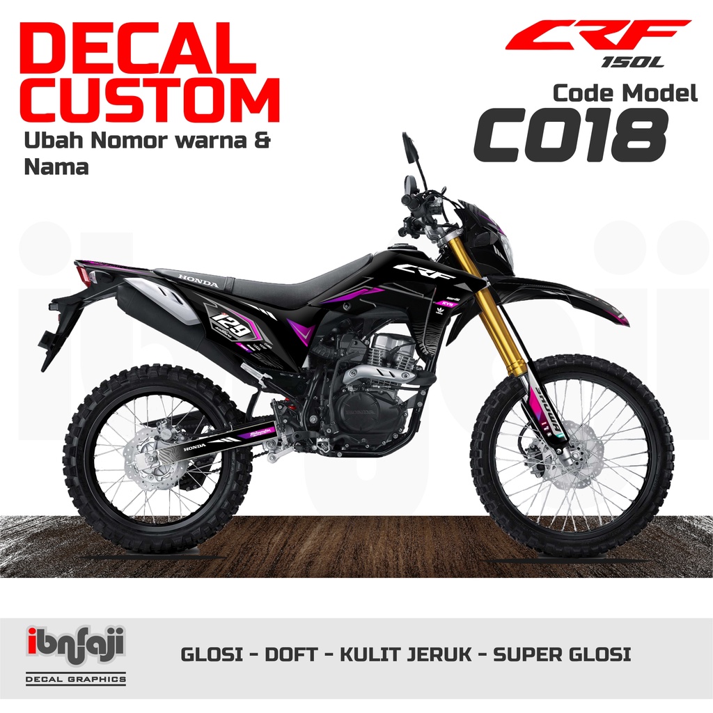 Jual decal crf 150 l ungu hitam dekal full body desain custom c018 ...
