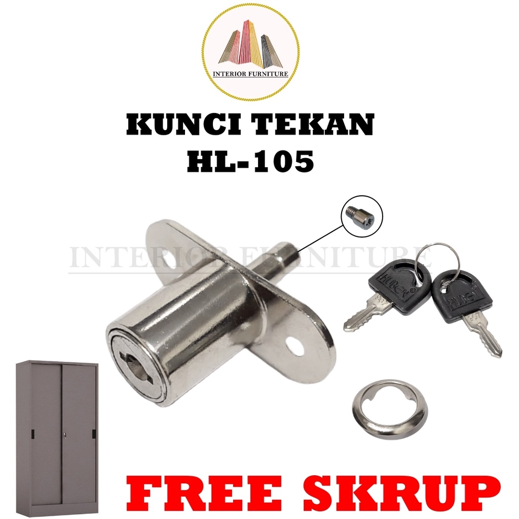 Jual (Huben) Kunci Etalase Kaca Kunci Lemari Aluminium Kunci Tusuk Push Lock HL-105 | Shopee ...