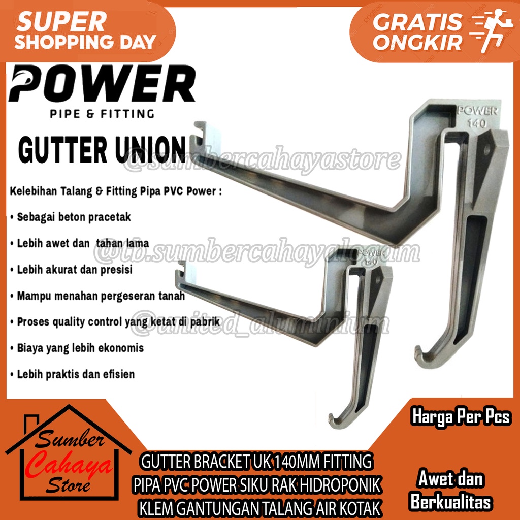 Jual GANTUNGAN PENYANGGA KLEM TALANG AIR KOTAK GUTTER BRACKET UK 140MM ...