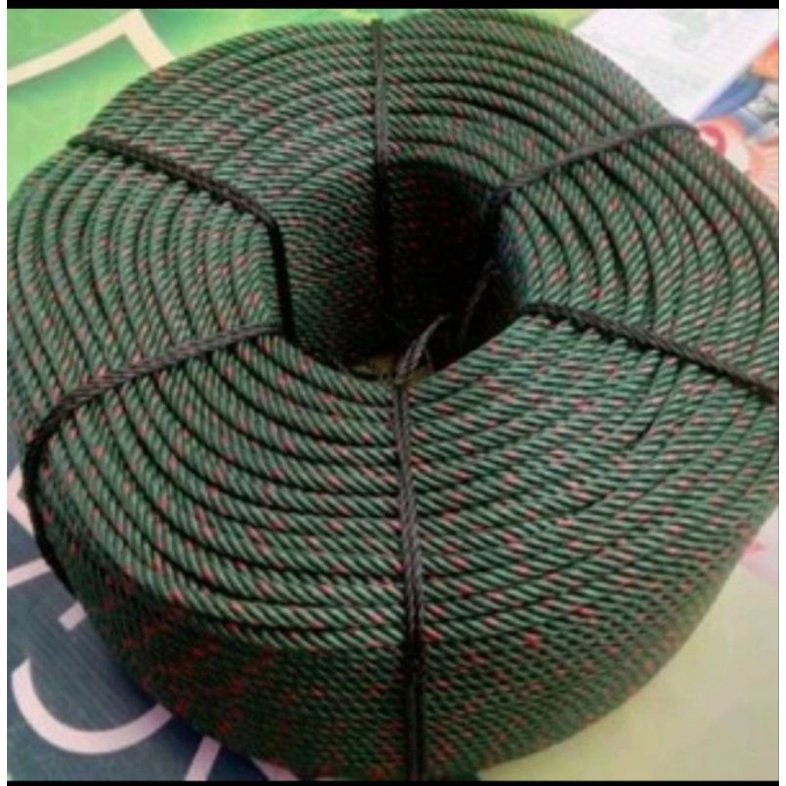 Jual 1 Roll Tali Tambang Ukuran 8mm Plastik PE Hijau Bintik Merah Murah -+200Meter | Shopee ...