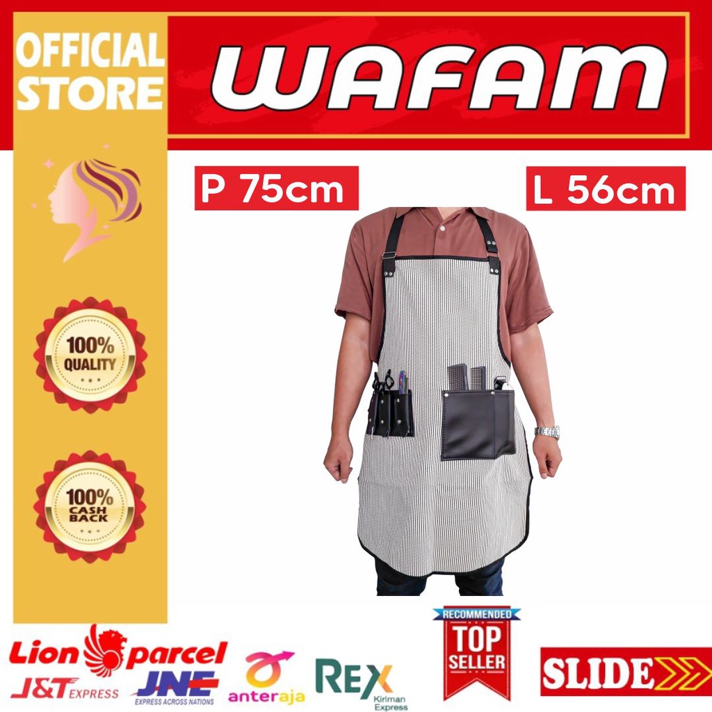 Jual APRON BARBER SHOP GARIS HITAM PUTIH / CELEMEK CUKUR POTONG RAMBUT ...