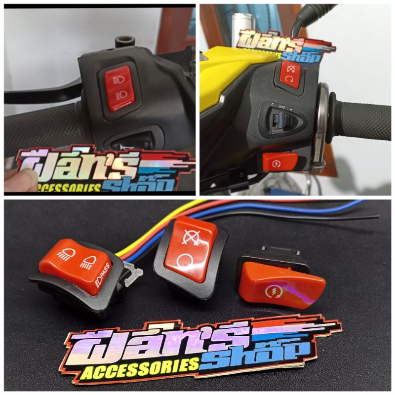 Jual saklar tombol warna merah vietnam pass beam dim dimmer stater ...