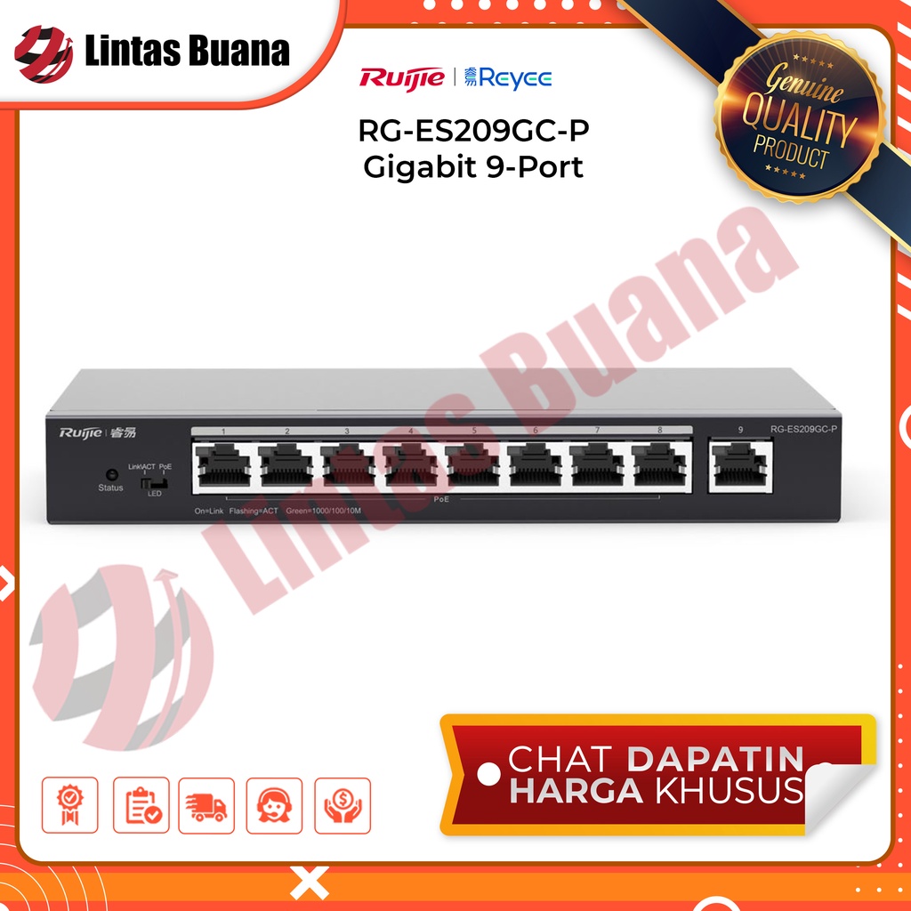 Jual Ruijie Reyee Switch RG-ES209GC-P Cloud Managed 9 Port Gigabit ...