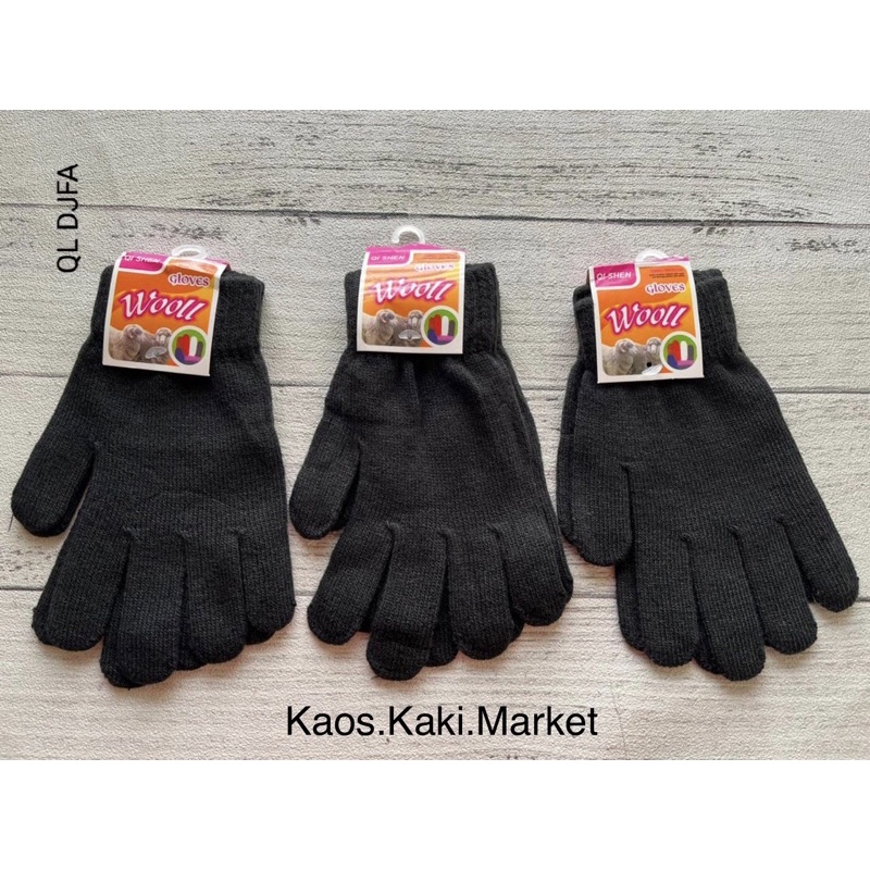 Jual 12 Pasang Sarung Tangan Motor Hitam Polos Wool ( Full / puntung ...