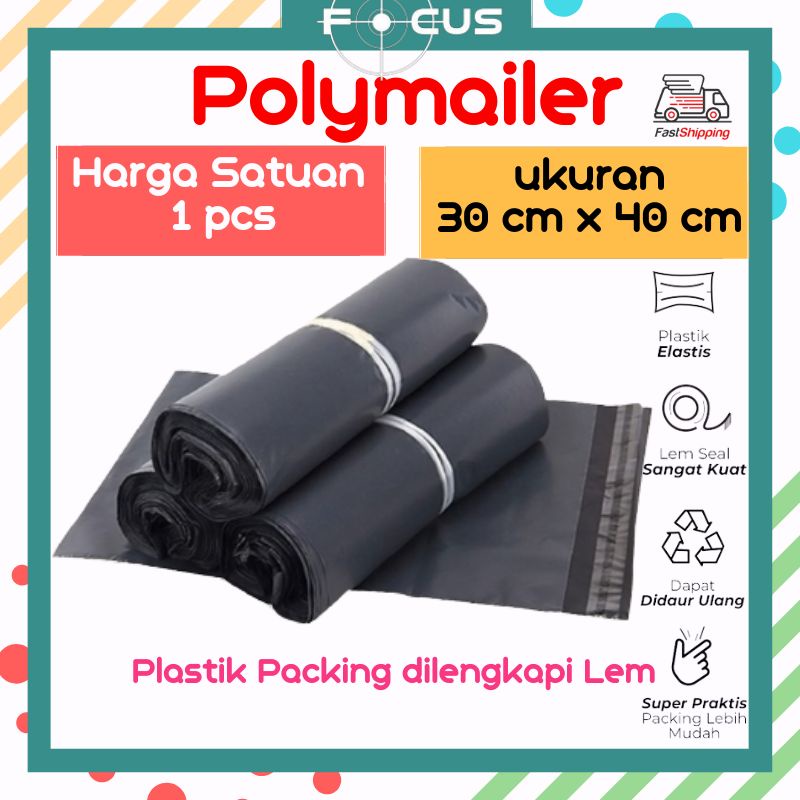 Jual POLYMAILER 30X40 Focus Plastic Packing POLIMAILER SATUAN 30x40 Hitam Amplop Plastik Packing ...