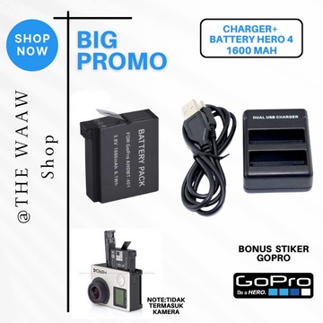 Jual Paket Charger Gopro Hero 4 Dan Battery Only Baterai Batre Black ...