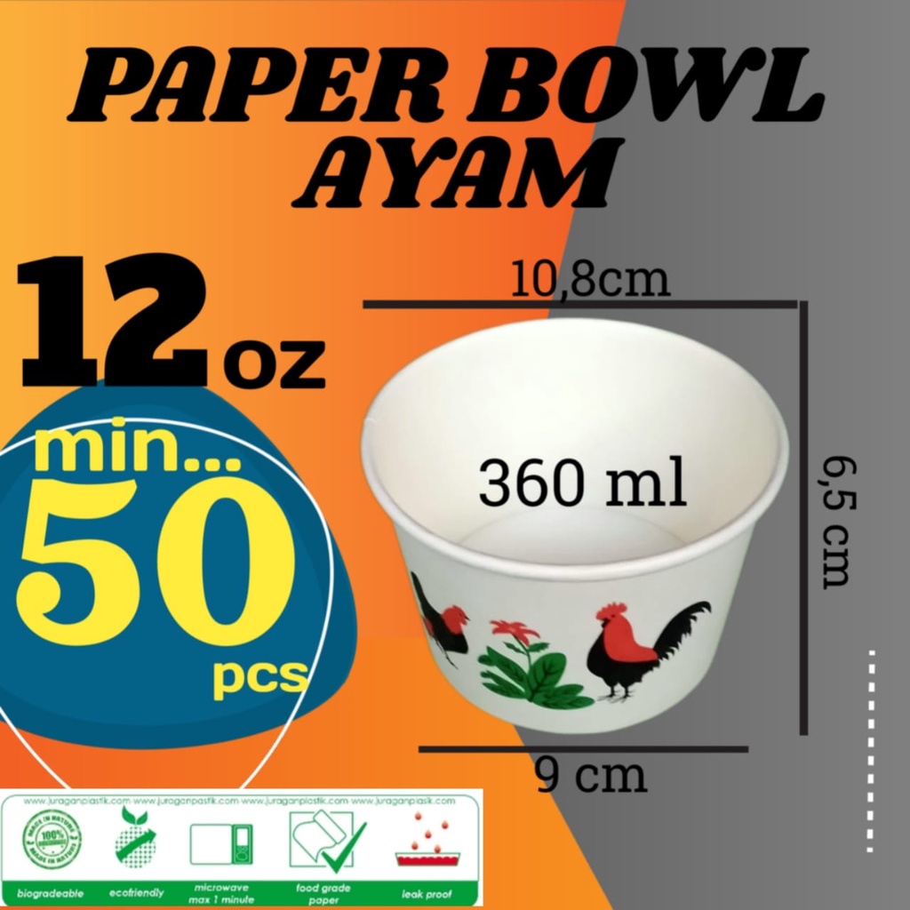 Jual Paper Bowl Mangkok Mangkuk Ayam Jago Papper Cup Rice Bwol Kertas ...
