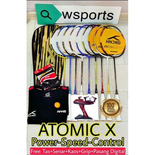 Jual Raket Badminton Hundred ATOMIC X POWER SPEED CONTROL 35 38 LBS Original AtomicX | Shopee ...