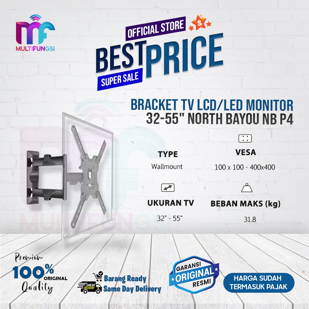 Jual BRACKET TV LCD/LED MONITOR 32-55" NORTH BAYOU NB P4 - NBP4 ...