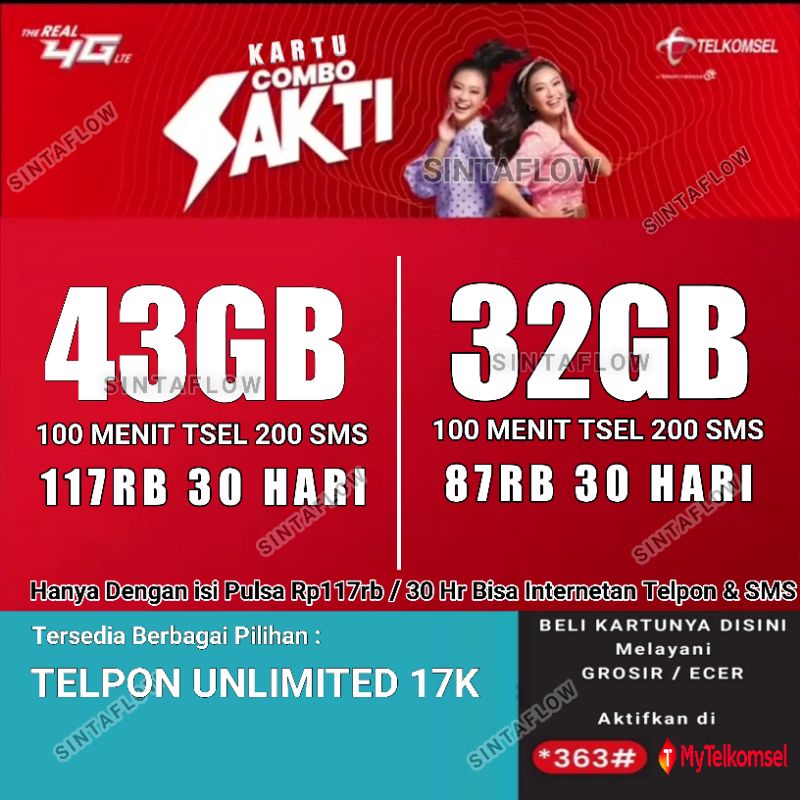 Jual KARTU SAKTI TELKOMSEL KARTU PERDANA TELKOMSEL SAKTI COMBO 40GB 32GB 30GB PERDANA AS LOOP ...