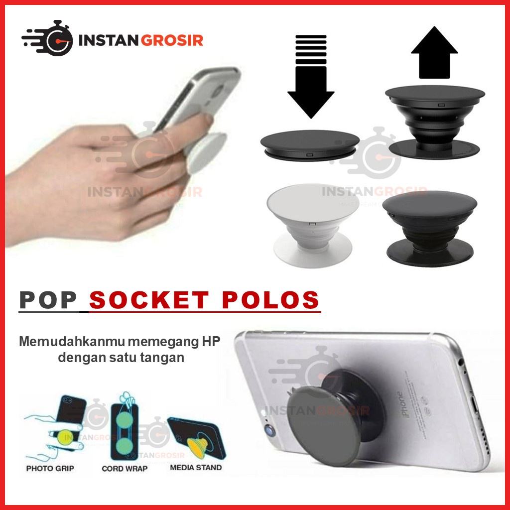 Jual Pop Socket hp polos iring hand grip holder phone stand handphone ...