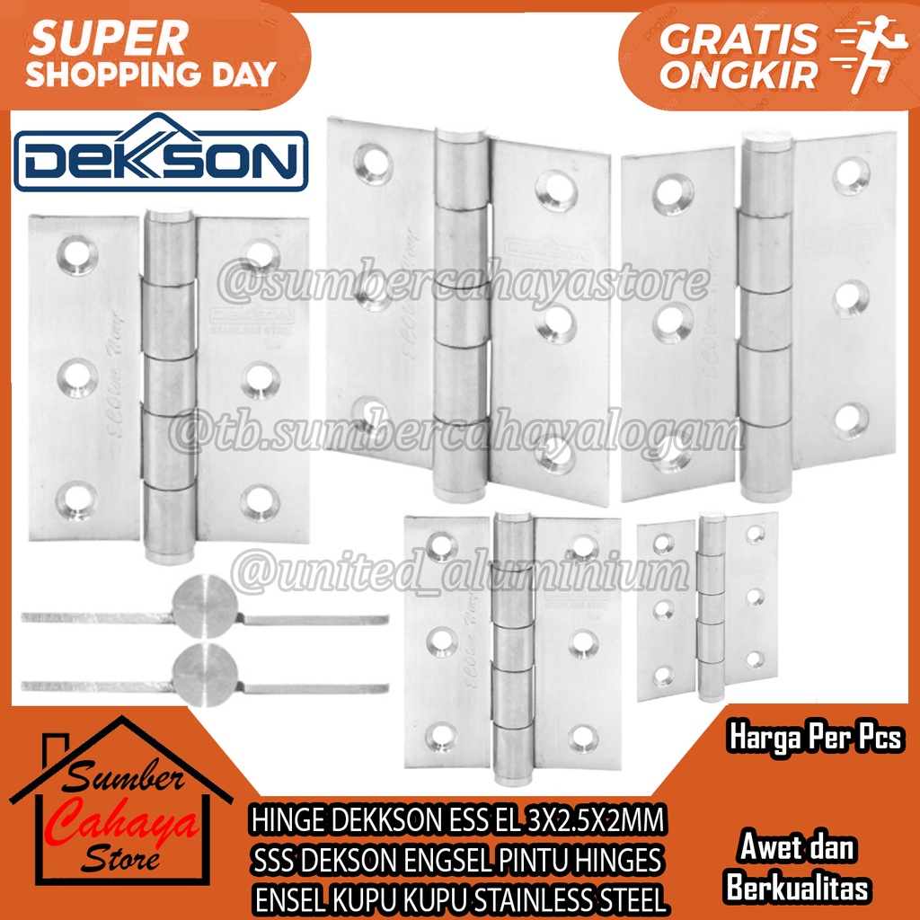 Jual HINGE DEKKSON ESS EL 3X2.5X2MM SSS ECO DEKSON ENGSEL PINTU JENDELA ...