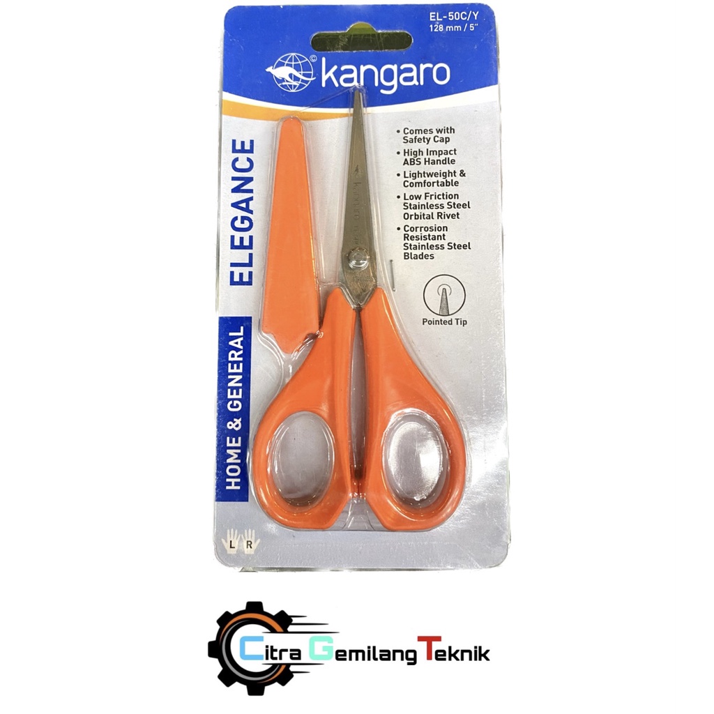 Jual Gunting kertas/ gunting 5 inch/ Kangaro stainless steel scissor ...