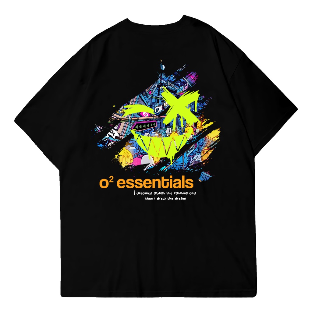 Jual O2 Essentials Kaos Oversize Hitam Premium Pria dan Wanita - Smile ...