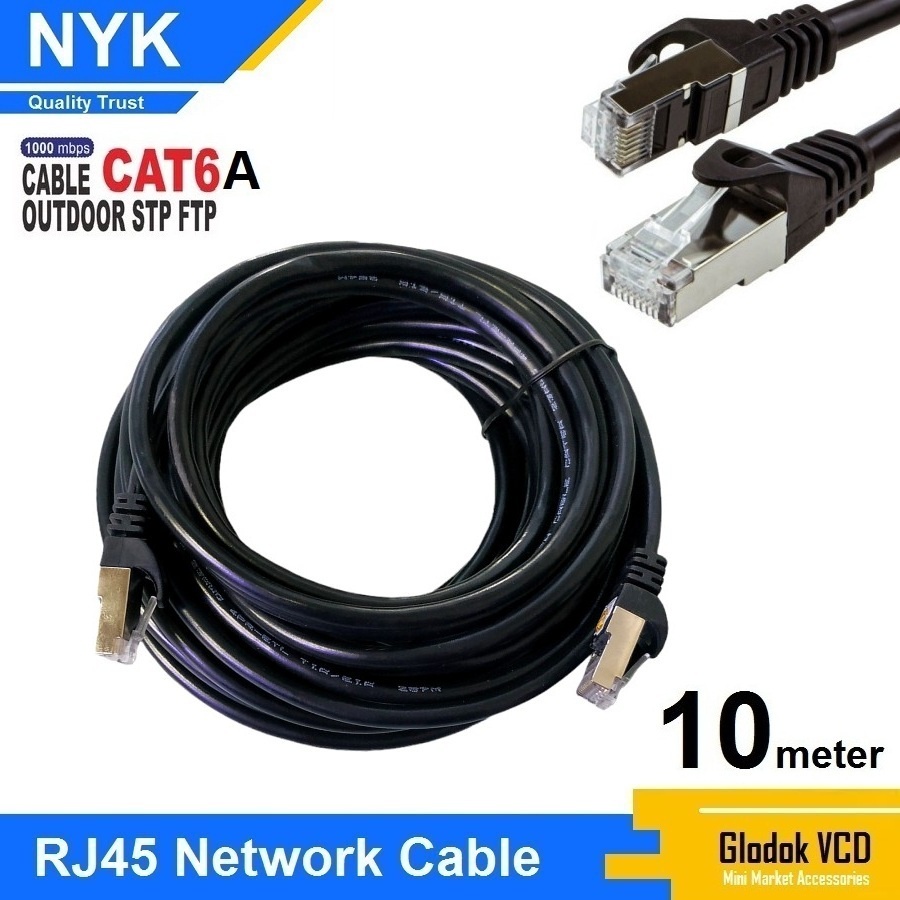 Jual NYK Kabel Lan 10M RJ45 FTP Cat6A Ethernet Cable | Shopee Indonesia