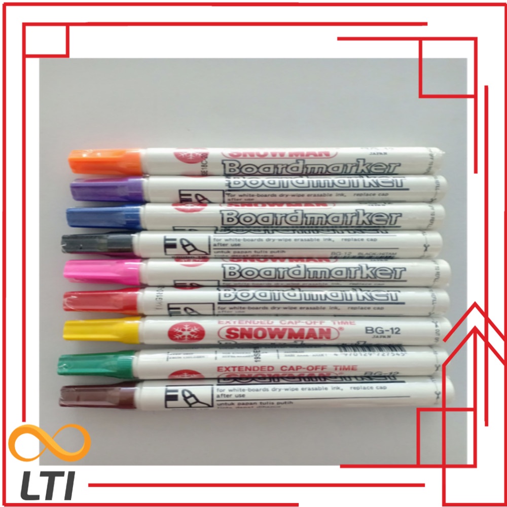Jual Spidol Snowman White Board BG-12 / Spidol Non Permanent BG 12 Non ...
