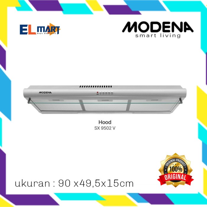 Jual Modena Cooker Hood 90cm SX 9502V 9502 V SX9502V Silver Penghisap Alat Dapur Stainless Steel ...