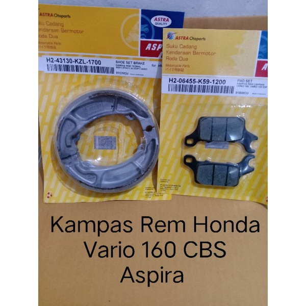 Jual Aspira Kampas Rem Set Depan Dan Belakang Honda Vario 160 CBS ...