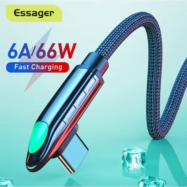 Jual ESSAGER USB TYPE C DATA CABLE FAST CHARGING 6A 66W 1M ORIGINAL ...