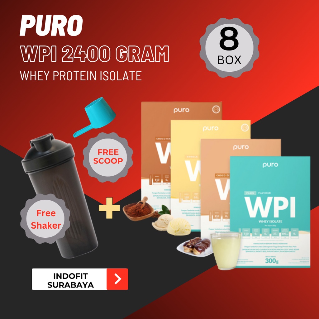 Jual PURO WPI 2.4KG Whey Protein Isolate 2400 gram BPOM Halal 8box 2.4 kg | Shopee Indonesia
