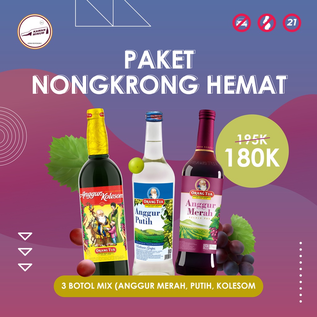 Jual Paket Nongkrong Hemat (3 Botol Mix Anggur Merah, Putih & Kolesom ...