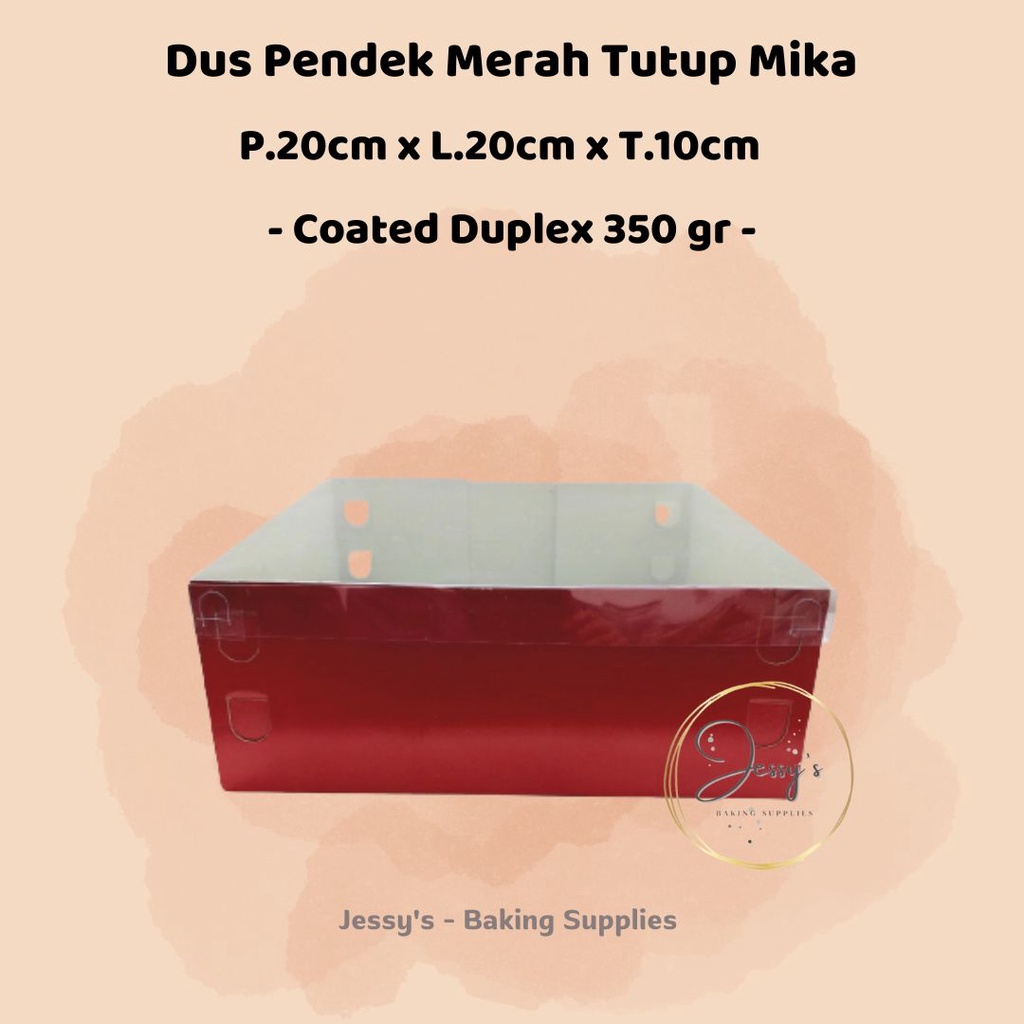 Jual Dus Box Kotak Kue Cake Merah Tinggi Mika 20 x 20 x 10 (Merah ...