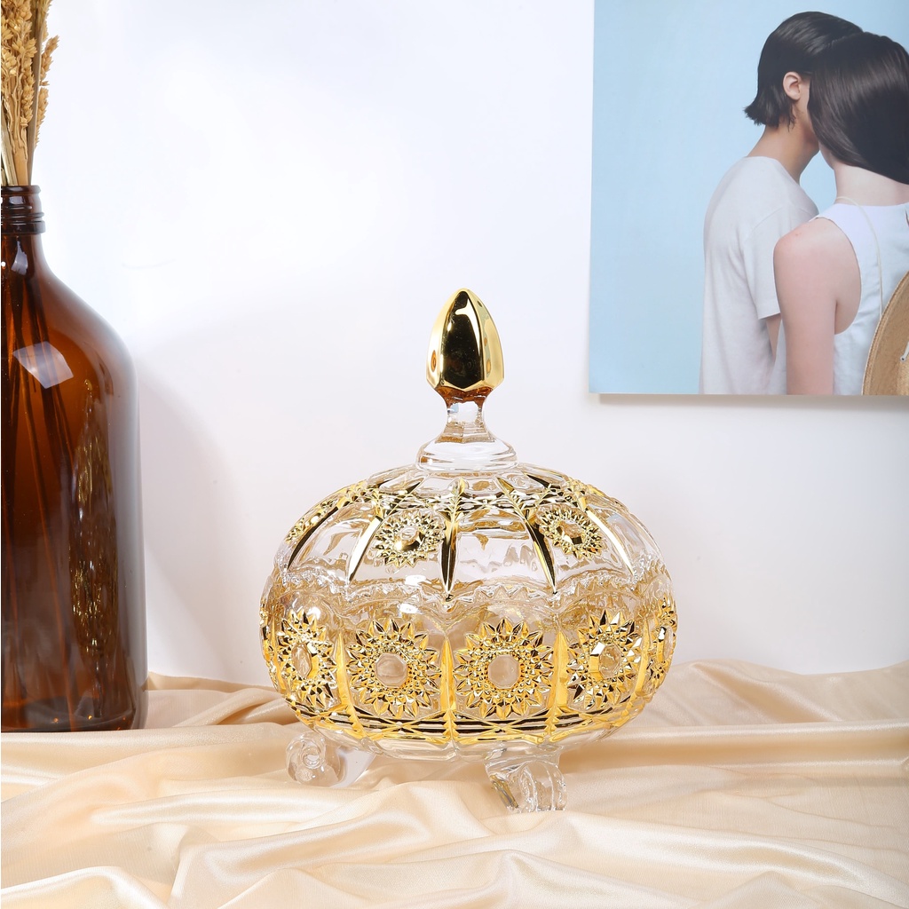Jual Capodimonte Toples / Tempat Permen Kaca Aksen Gold | Shopee Indonesia