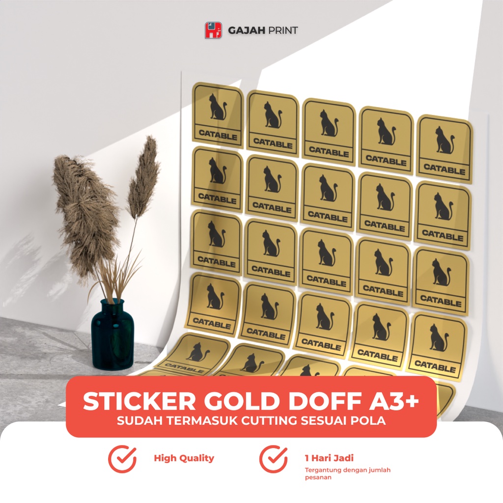 Jual Cetak Stiker Gold Doff A3+ /Stiker Label Gold Doff /Stiker Gold ...