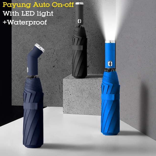 Jual Payung Auto Lipat Senter LED UPF Umbrella Kecil automatic Tas ...