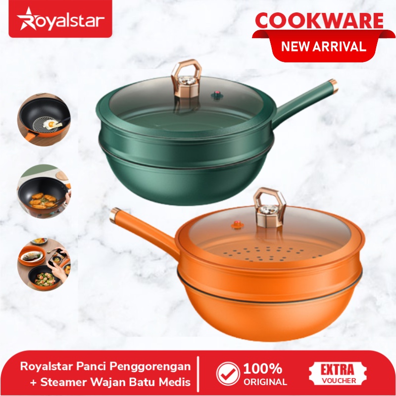 Jual Royalstar Panci Penggorengan + Steamer 32cm Panci Kukus Serbaguna Wajan Batu Medis | Shopee ...