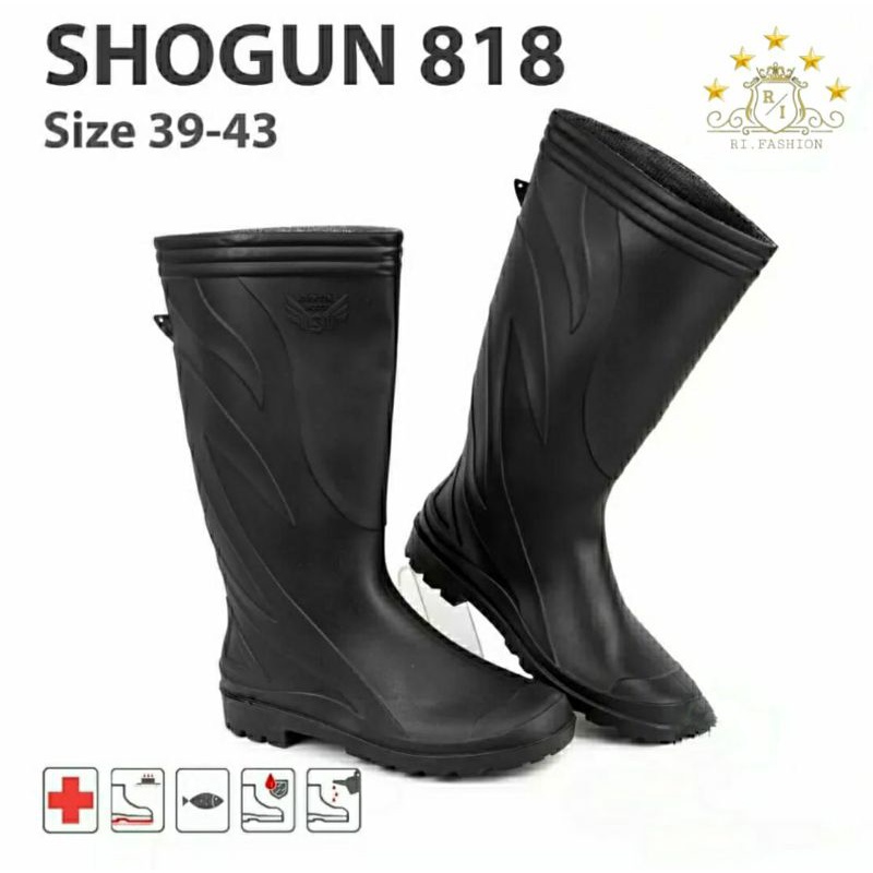 Jual Sepatu Boot Tinggi SHOGUN 818 HITAM APD Kontruksi Proyek ...