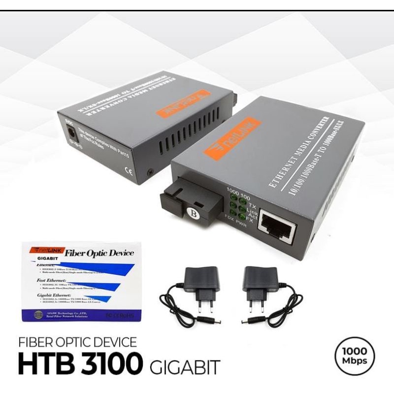 Jual Netlink Htb 3100 Gigabit 1000 A dan B Converter Fo Fiber Optic ...