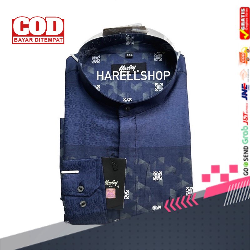 Jual Kemko Harley corak BIRU TUA NAVY DONGKER (tangan panjang) | Shopee ...