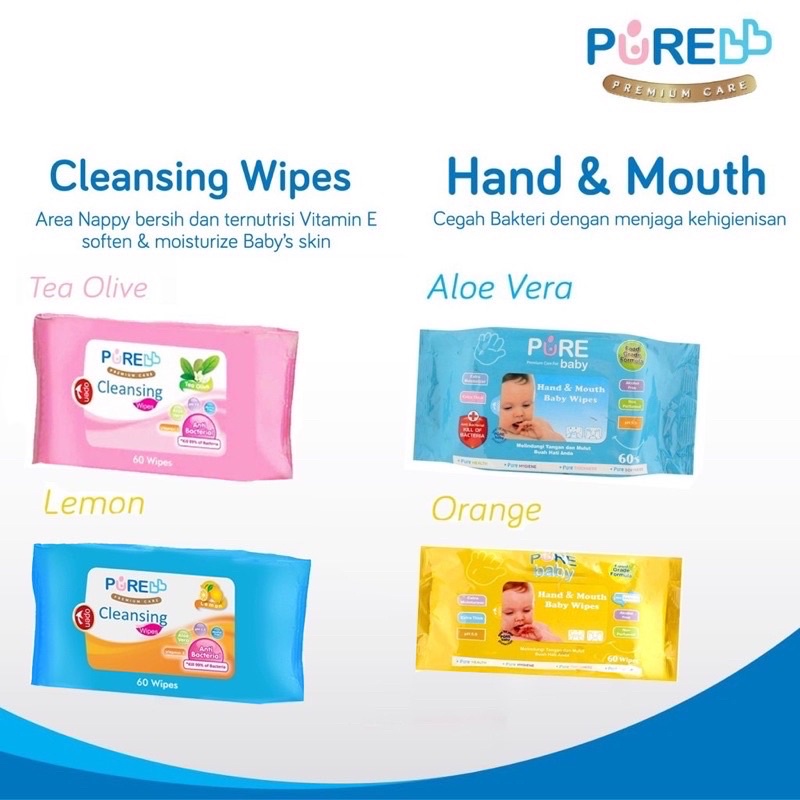 Jual PURE BB HAND AND MOUTH WIPES Tissue Basah Bayi | Shopee Indonesia