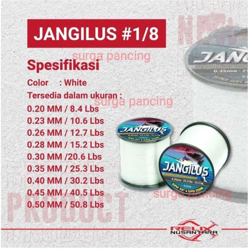 Jual Senar JANGILUS RELIX NUSANTARA 1/8 spool | Shopee Indonesia