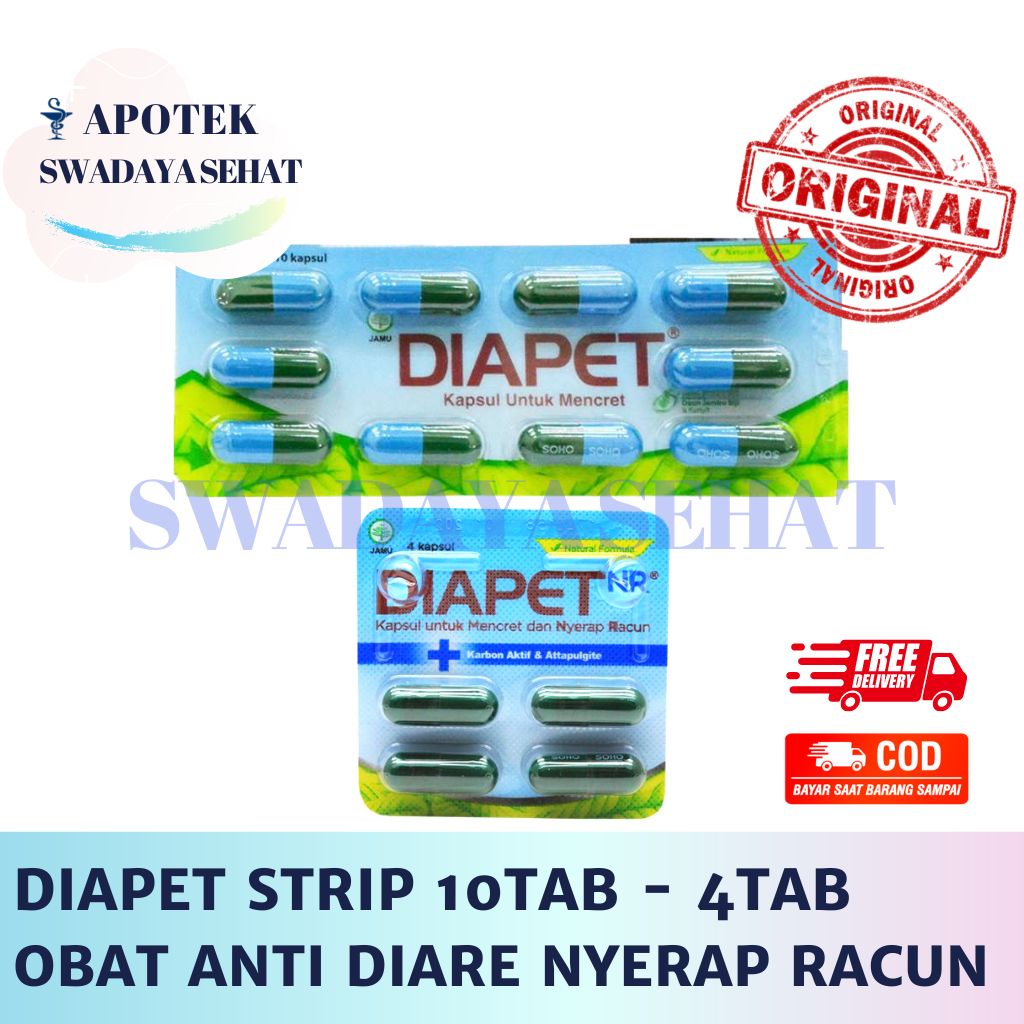 Jual DIAPET Strip 10 Tablet NR Nyerap Racun 4 Tab - Obat Diare Mencret BAB Cair | Shopee Indonesia