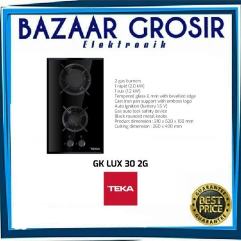 Jual KOMPOR TANAM TEKA 2 TUNGKU GK LUX 30 2G AI AL GKLUX302GAIAL 30CM ...
