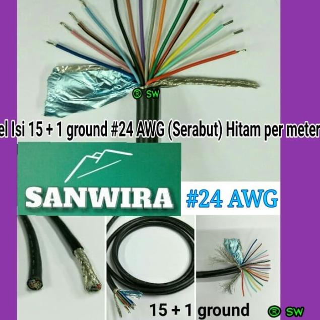 Jual Kabel Isi 15 + 1 ground #24 AWG (Serabut) Hitam per meter | Shopee ...