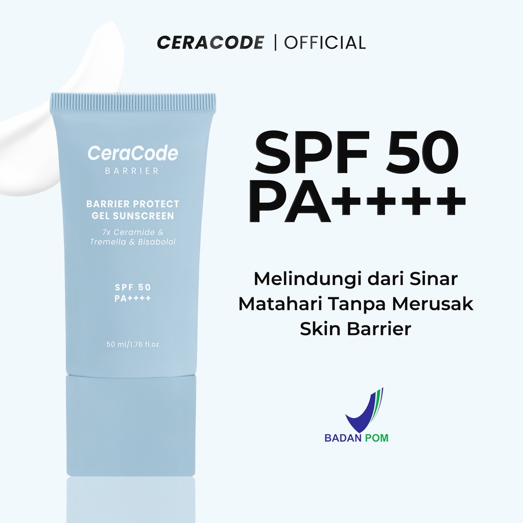 Jual CeraCode Barrier Protect Gel Sunscreen SPF 50 PA++++ 7X Ceramide Tremella and Bisabolol ...