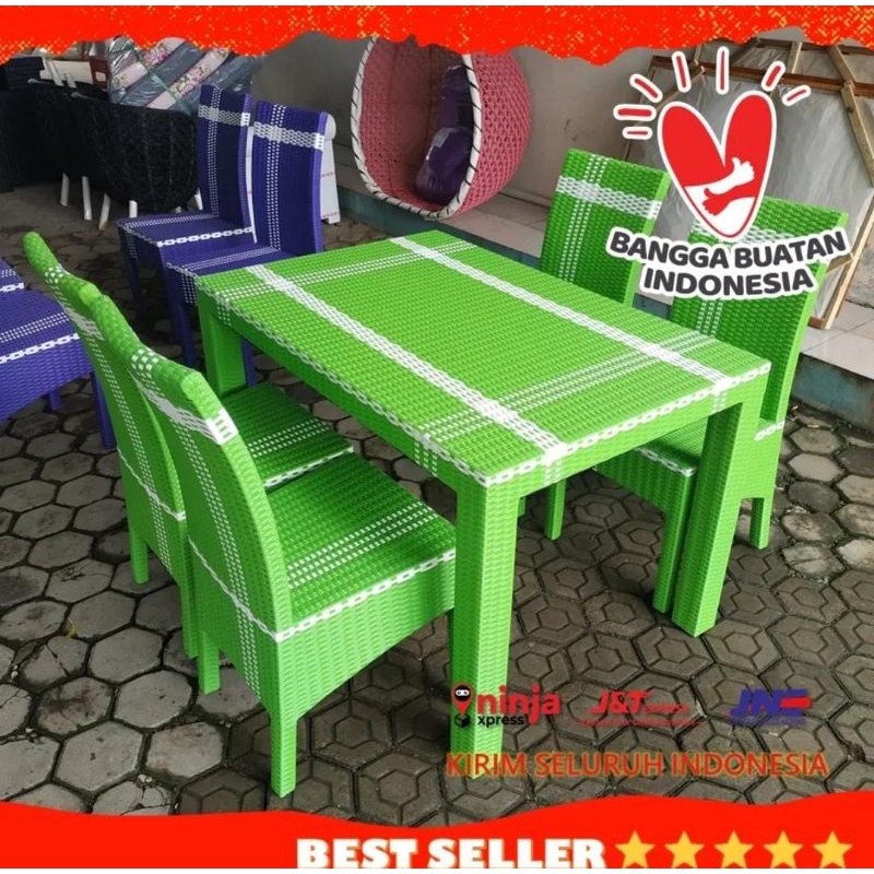 Jual Meja Makan Set Kursi 4 Minimalis Rotan Sintetis Murah | Shopee ...