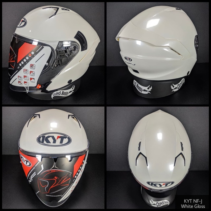 Jual HELM KYT NFJ MOTIF DAN SOLID POLOS White Black Gorila Grey Glossy ...