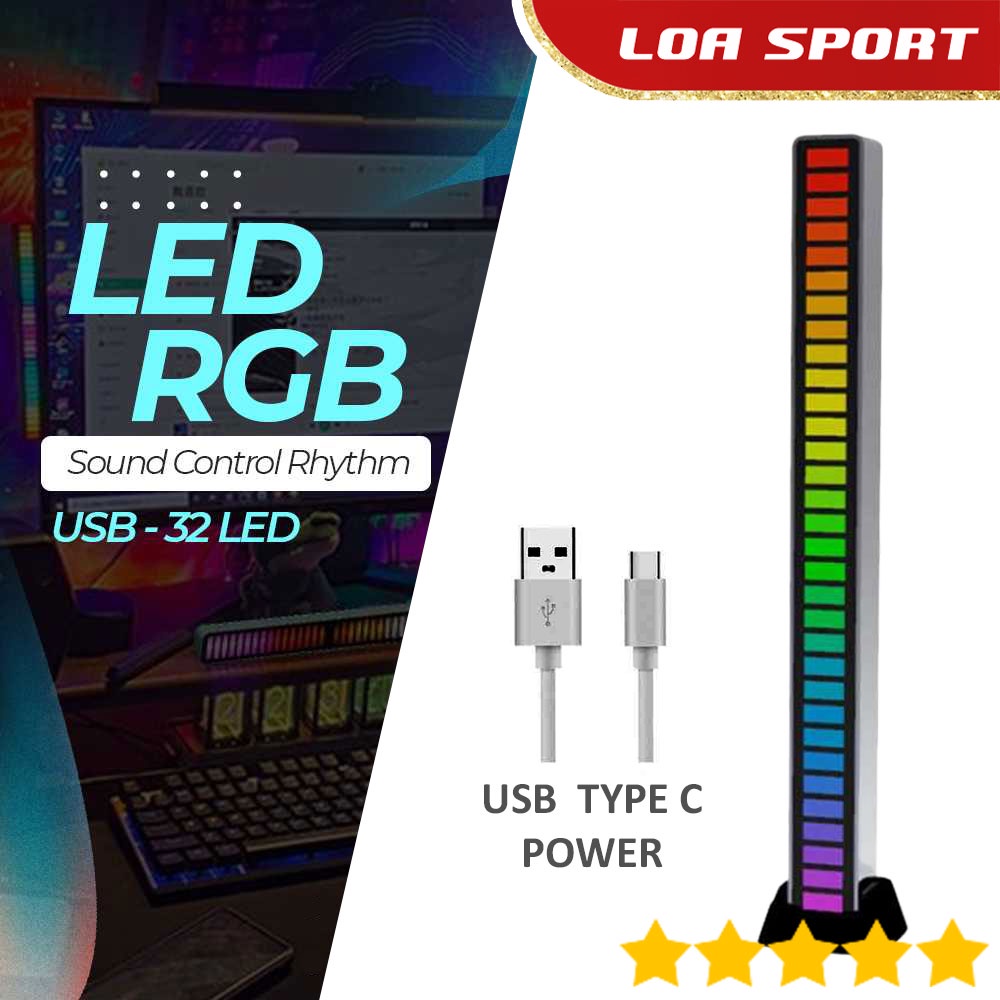Jual Lampu Spektrum Sensor Suara 32 LED Lightbar RGB Warna Warni USB ...