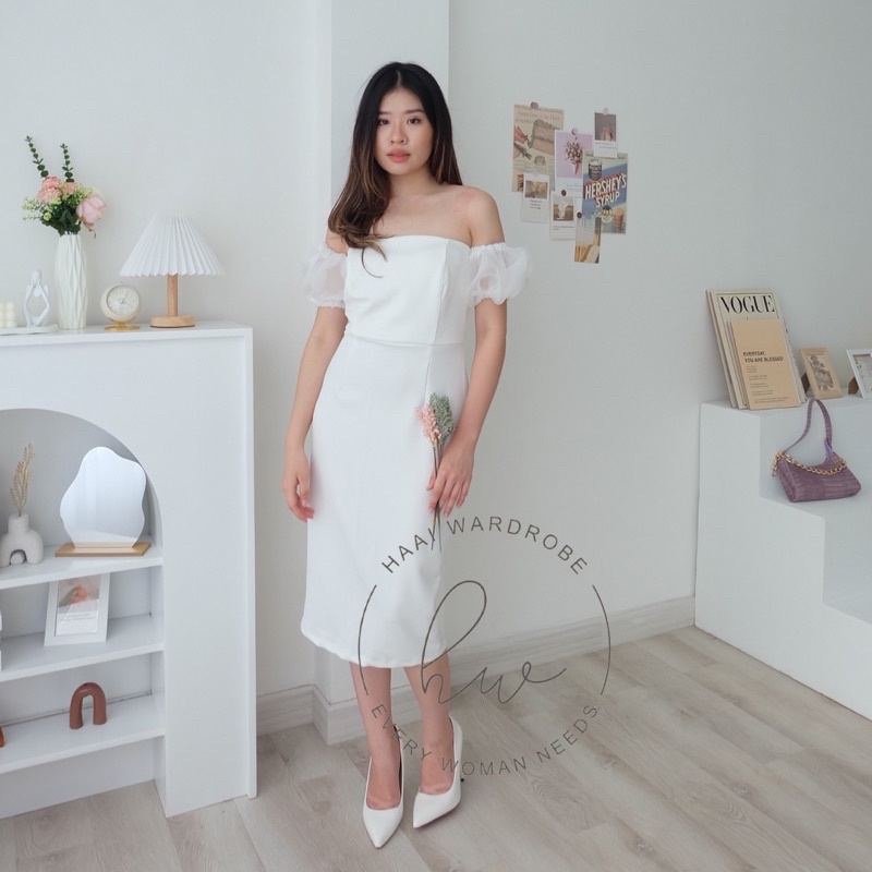 Jual HW - Quinn Sabrina Dress - Midi Dress Gaun Sabrina Gaun Panjang ...