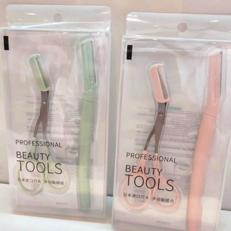 Jual MINISO BROW SCISSORS WITH REMOVABLE BRUSH & BROW RAZOR SET ...